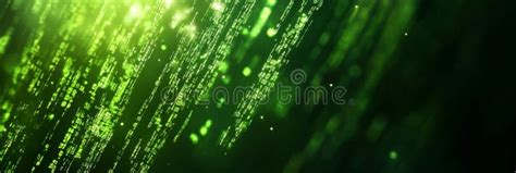 Digital Rain Cascading Lines Of Binary Code On A Green Background For Technology And
