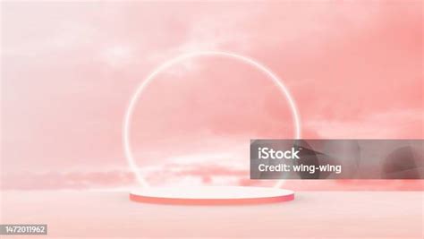 제품 배경 원형 연단 파티션 테이블 카운터 바 스튜디오 룸 배경 추상 벽지 럭셔리 디자인 핑크 스카이 파스텔 모형 파티션 화장품
