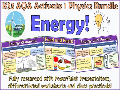 Energy Aqa Activate 1 Ks3 Science Bundle Teaching Resources