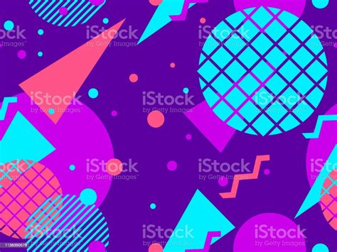 80 년대 스타일의 기하학적 완벽 한 패턴입니다 바이올렛 톤 벡터 일러스트 0명에 대한 스톡 벡터 아트 및 기타 이미지 0명 1980 1989 년 1990 1999