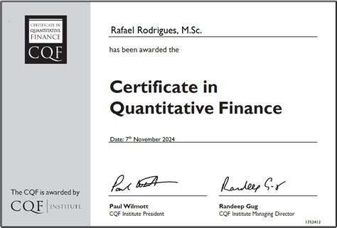 Cqf Quant Financialmathematics Quantitative Finance Machinelearning Rafael Rodrigues Cqf