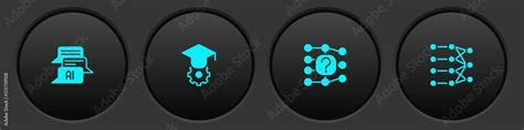 Set Chat Bot Graduation Cap Neural Network And Icon Vector Stock Vector Adobe Stock