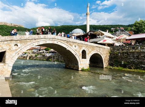 Stone Bridge Over Bistrica River And Sinan Pasha Mosque Prizren