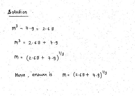 Solved Solve The Equation For The Specified Variable M 3 7 9 2