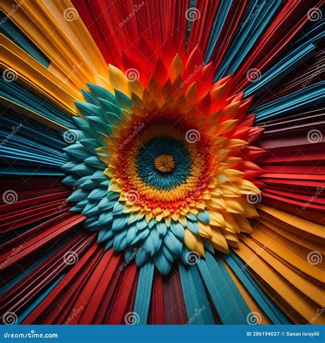 Abstract Background With Geometric Shapes In Blue Orange Yellow And