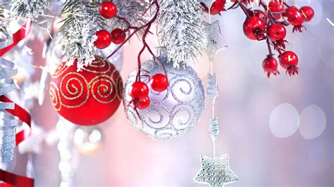 배경 화면 빨간 열매 크리스마스 공 장식 스파크 3840x2160 Uhd 4k 그림 이미지