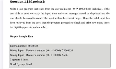 Solved Question 1 50 Points Write A Java Program That