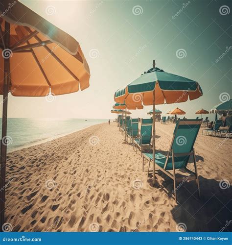 Sun Kissed Coastal Oasis With Palm Trees Stock Illustration