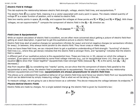 SOLUTION Sbu Intro Physics Labs Phy 134 Electric Field Plotting Lab Studypool