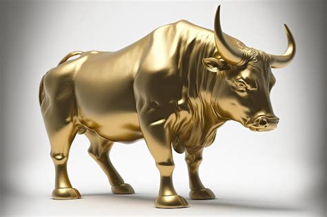 순금 금융 시장 흰색 배경에서 만든 황소 동상 그림입니다 생성 Ai 프리미엄 사진