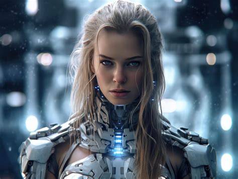 Premium Ai Image Beautiful Girl Futuristic Android