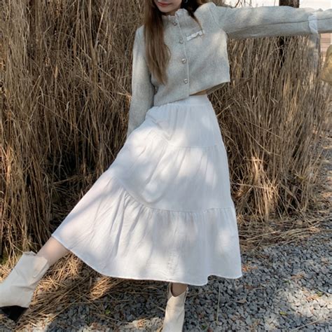 코디세트레이스 프릴 크롭 자켓플레어 롱스커트 세트 St120902e