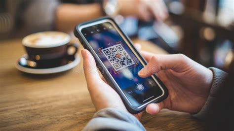 Digital Transaction Using Smartphone And Qr Code Stock Image Image Of
