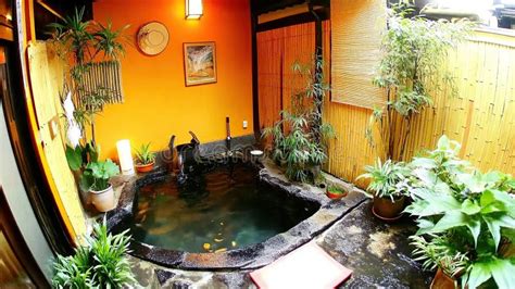 Private Japanese Onsen Bath Garden View Relaxation Stock Image