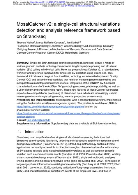 Pdf Mosaicatcher V2 A Single Cell Structural Variations Detection