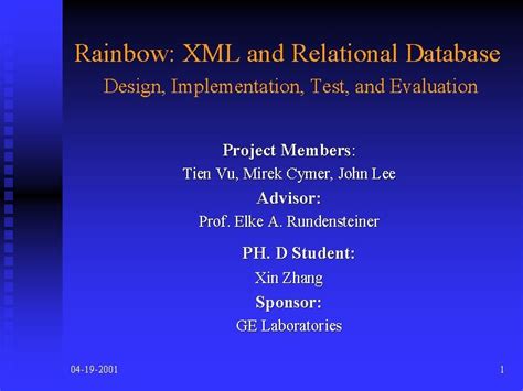 Rainbow Xml And Relational Database Design Implementation Test