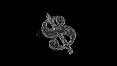 3d Sign Dollar Consisting Of White Particles And Dots Rotates 3 Axes 60 Fps Black Backdrop