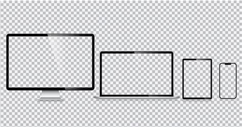 벡터 모형 디지털 태블릿 휴대 전화 스마트 폰 노트북 및 컴퓨터 모니터의 사실적인 세트 Ui Ux 디자인 벡터 일러스트 레이 션