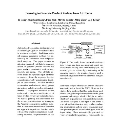 Learning To Generate Product Reviews From Attributes Acl Anthology