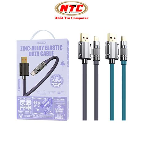 Cáp sạc siêu nhanh typeC Remax RC C052 hỗ trợ 66W có led báo sạc dây dài 1 2m nhiều màu