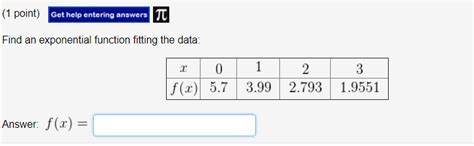 Solved Find An Exponential Function Fitting The Data Fx