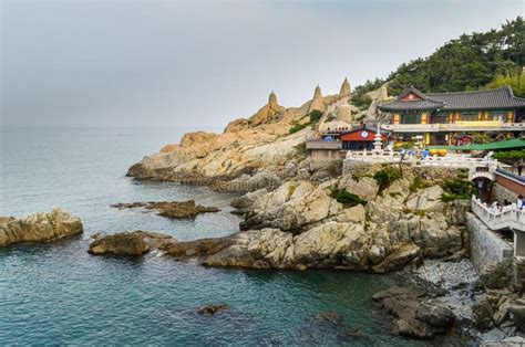 Landscape View Of Haedong Yonggunsa Yonggung Buddhist Temple Busan South Korea Stock Image