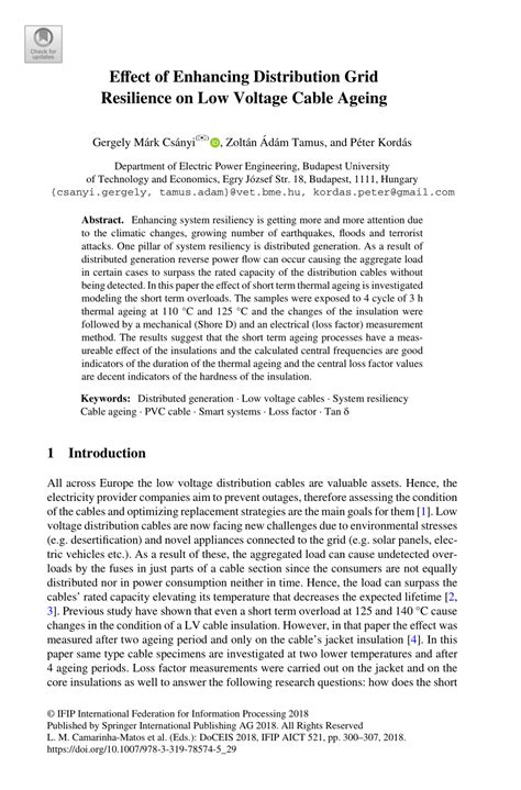 Pdf Effect Of Enhancing Distribution Grid Resilience On Low Voltage