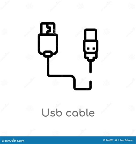 Outline Usb Cable Vector Icon Isolated Black Simple Line Element Illustration From Electronic