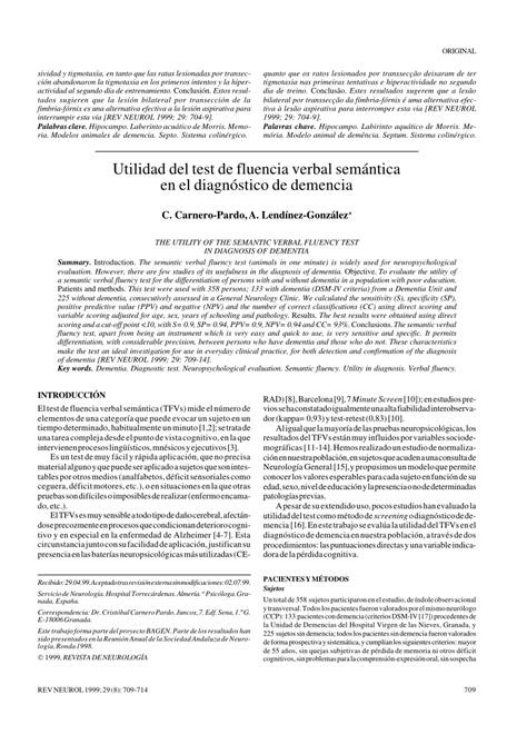 Pdf The Utility Of The Semantic Verbal Fluency Test In Diagnosis Of Dementia
