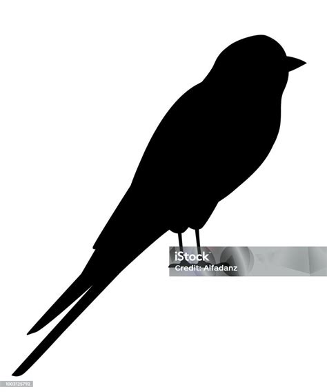 검은 실루엣 새를 삼 킬 플랫 만화 캐릭터 디자인입니다 검은 새 아이콘입니다 귀여운 제비 앉아입니다 벡터 일러스트 레이 션 흰색 배경에 고립 갈고리 발톱에 대한 스톡 벡터