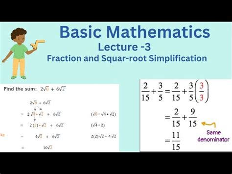 Basic Mathematics Fraction And Square Root Simplification YouTube