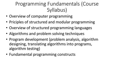 Programming Fundamentals Lecture 1 Overview Of Computer Programming
