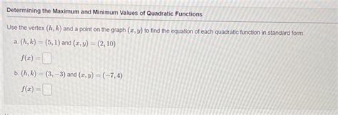 Solved Use The Vertex H K And A Point On The Graph X Y Chegg Com