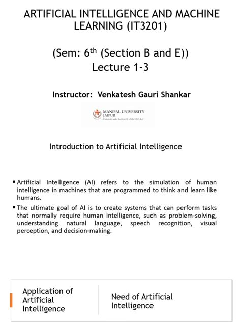 Aiml Lecture 1 3 Pdf Artificial Intelligence Intelligence Ai And Semantics