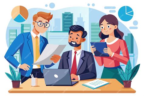 Premium Vector Boss Reviewing A Report With Employees