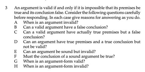 Solved 3 An Argument Is Valid If And Only If It Is