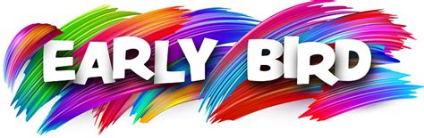 흰색 위에 다채로운 스펙트럼 페인트 브러시 스트로크가 있는 얼리버드 종이 단어 기호 붓에 대한 스톡 벡터 아트 및 기타 이미지 붓 페인트 개념 Istock