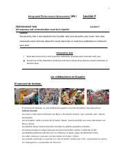 INTERPRETIVE TASK IPA Lesson docx Integrated Performance Assessment IPA Lección