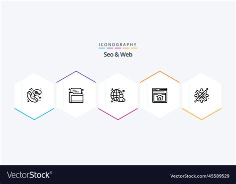 Seo And Web 25 Line Icon Pack Including Settings Vector Image