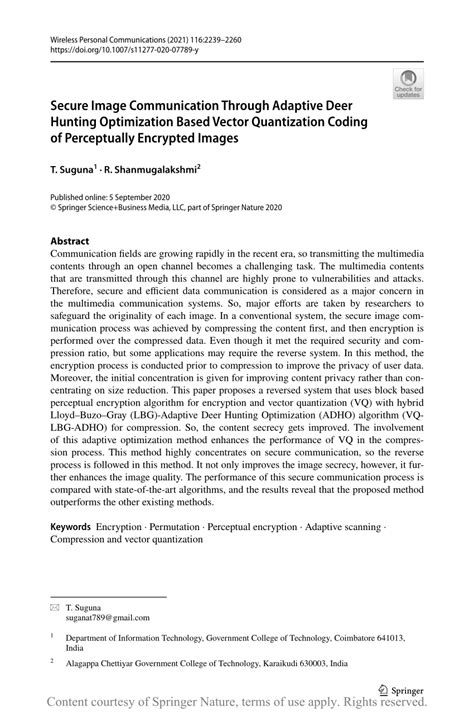 Secure Image Communication Through Adaptive Deer Hunting Optimization Based Vector Quantization