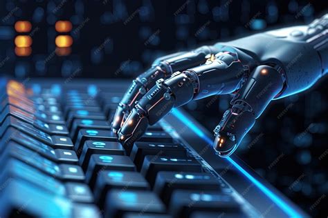 Premium Ai Image Hands Of Ai Robot Typing On Keypad Robotic Cyborg