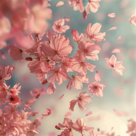 Premium Photo Flying Pink Sakura Petals Falling Cherry Flowers