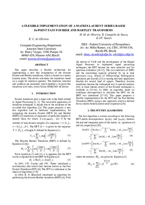 Pdf A Flexible Implementation Of A Matrix Laurent Series Based 16 Point Fast Fourier And