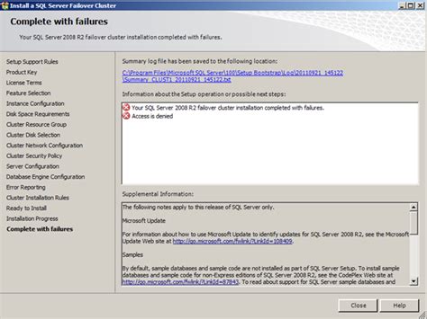 Access Denied Lors De Linstallation Dune Instance SQL Server 2008 Et