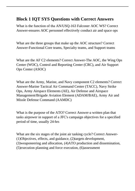 Block IQT SYS Questions With Correct Answers IQT Stuvia US