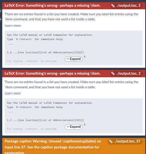 Overlapping Text In Table Of Contents Rlatex