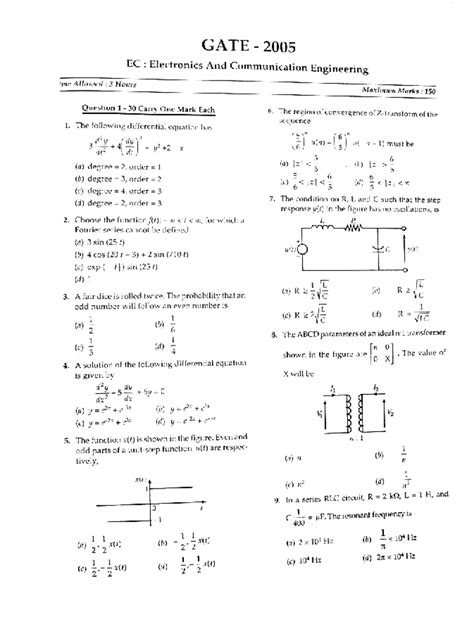 GATE ECE 2005 GATE ECE 2005 GATE Studocu