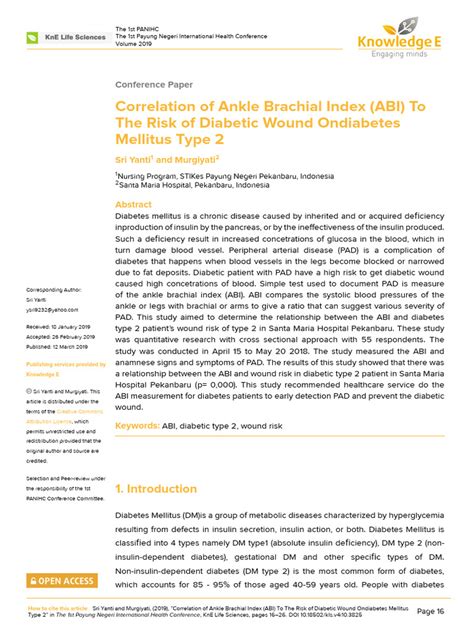 Correlation Of Ankle Brachial Index Abi 906fc6a0 Pdf Diabetes Epidemiology