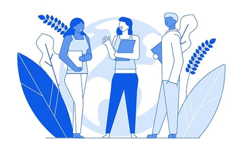 현대 만화 플랫 라인 사람들 문자 친구 이야기 회화 국제 통신 개념 젊은 캐릭터 들에 게 감정적으로 대화를 간략하게 설명 하 고