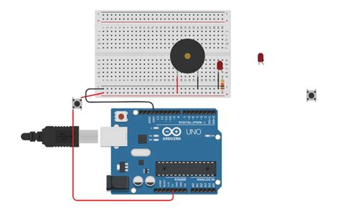 Circuit Design Led Buzzer Pushbutton Tinkercad